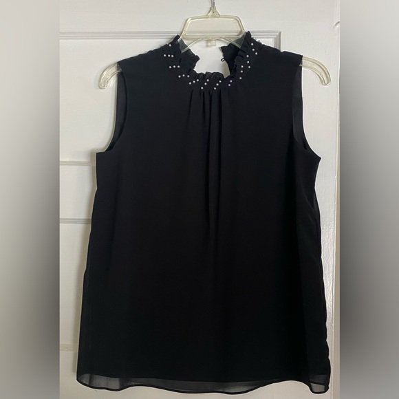 Karl Lagerfeld | Tops | Karl Lagerfeld Black Pearl Sleeveless Shell ...